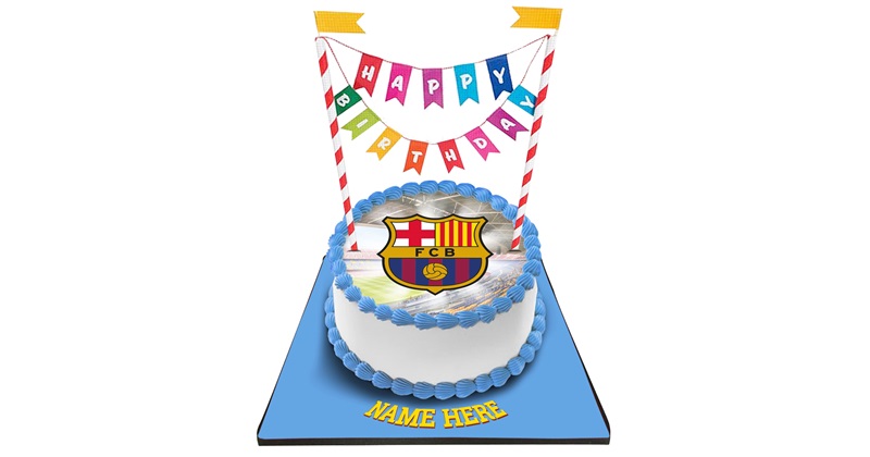 FCB Cake with Happy Birthday Bunting | Birthday Cake | Caker Street