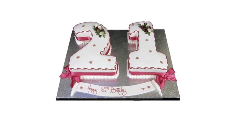 21st Number Cake for Girls | 21st birthday cake | Caker Street